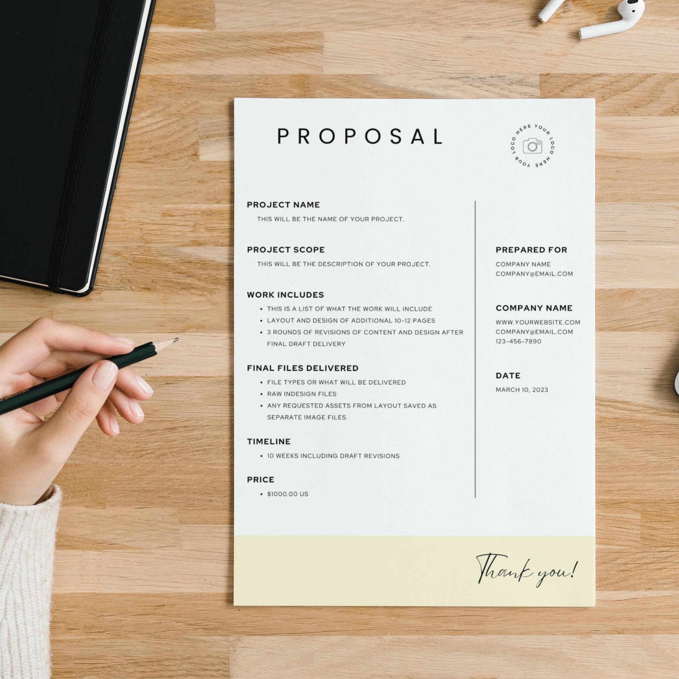 Minimal Proposal Template | Professional, Simple Work Bid | Client ...