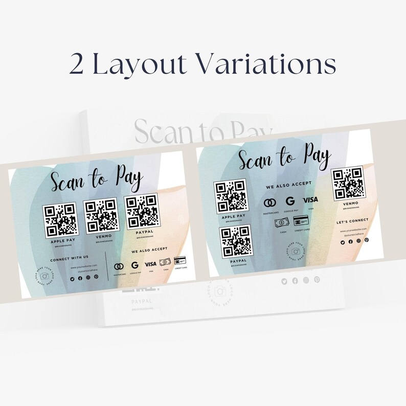 Scan to Pay Template Canva Editable QR Code Table Sign - Etsy
