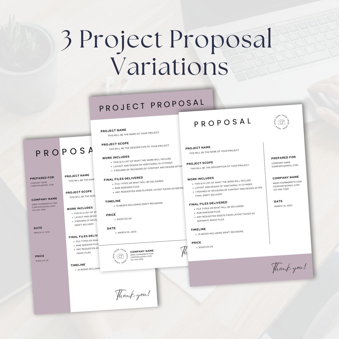Project Plan Proposal Template | Creative Project Quote | Elegant Work ...