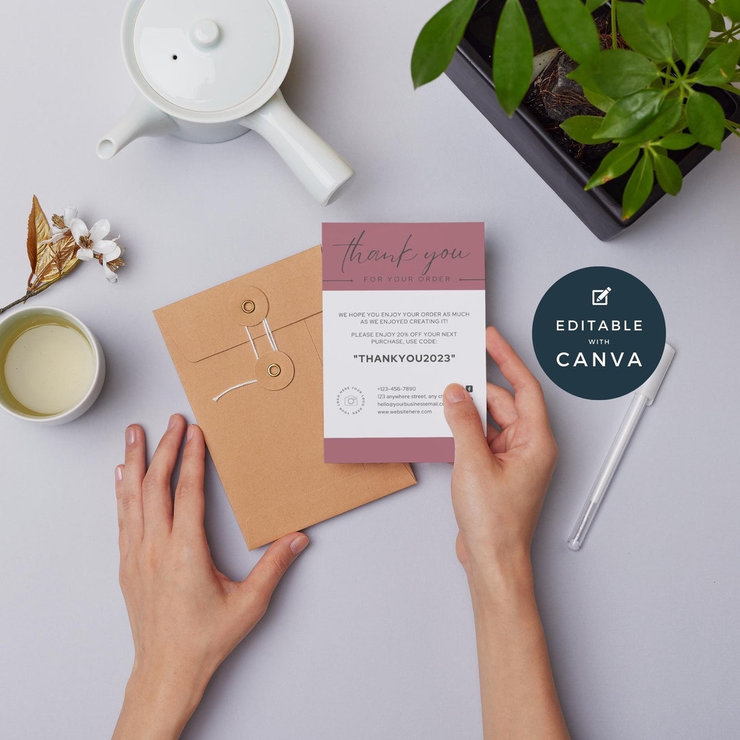Simple Business Thank You Card Template Small Biz Editable Thanks for ...