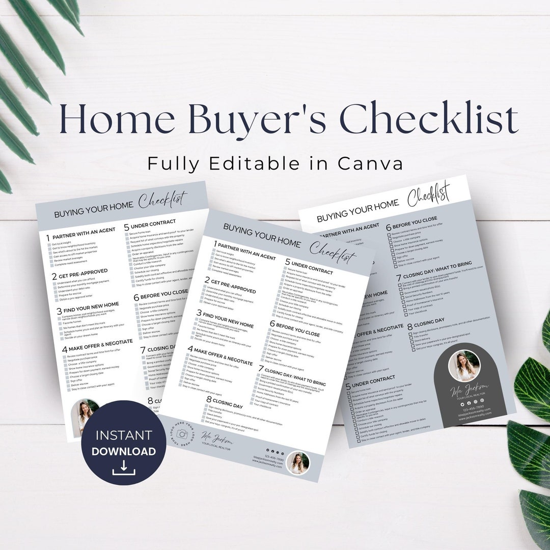 Home Buying Process Checklist, Real Estate Template, Canva Realtor ...