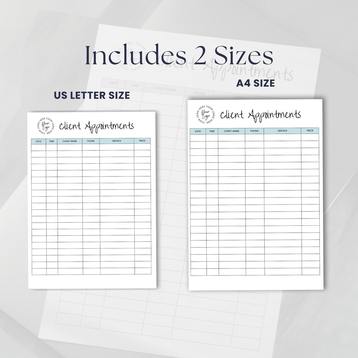 Salon Appointment Tracker | Client Service Record Sheet | Printable ...