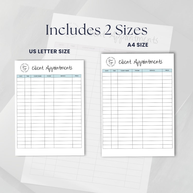 Salon Appointment Tracker | Client Service Record Sheet | Printable ...
