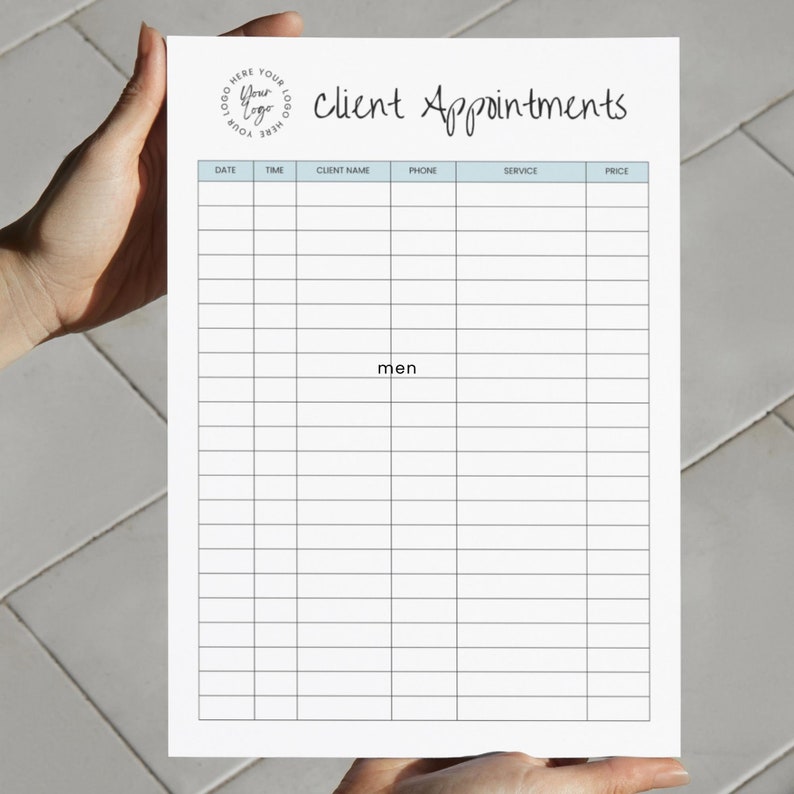 Salon Appointment Tracker | Client Service Record Sheet | Printable ...