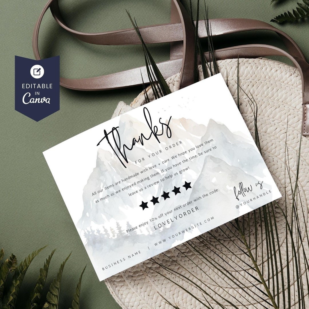 Small Business Thank You Card Template, Editable Thanks for Your ...