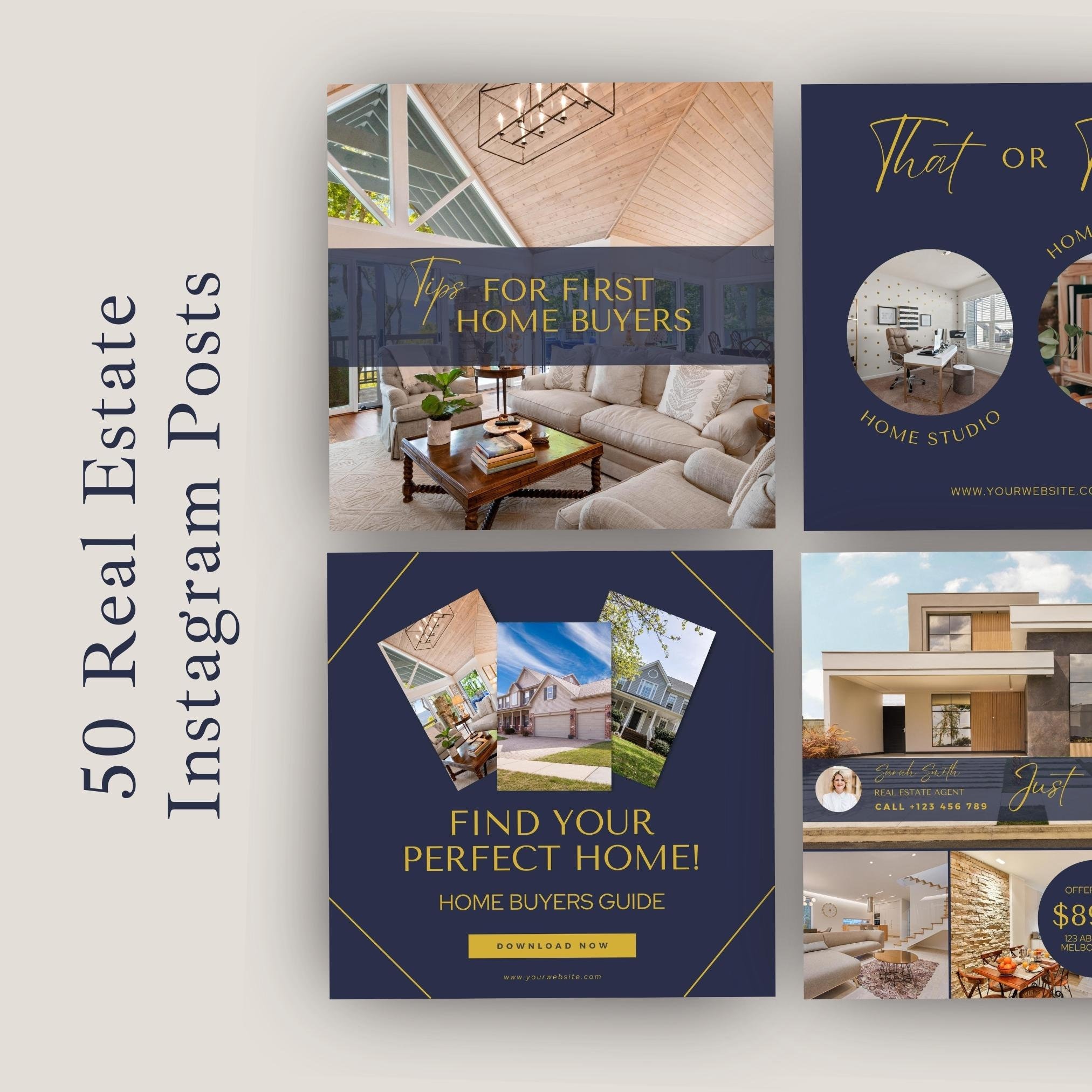 Real Estate Instagram Posts Modern | 50 Realtor April IG Posts | Canva ...