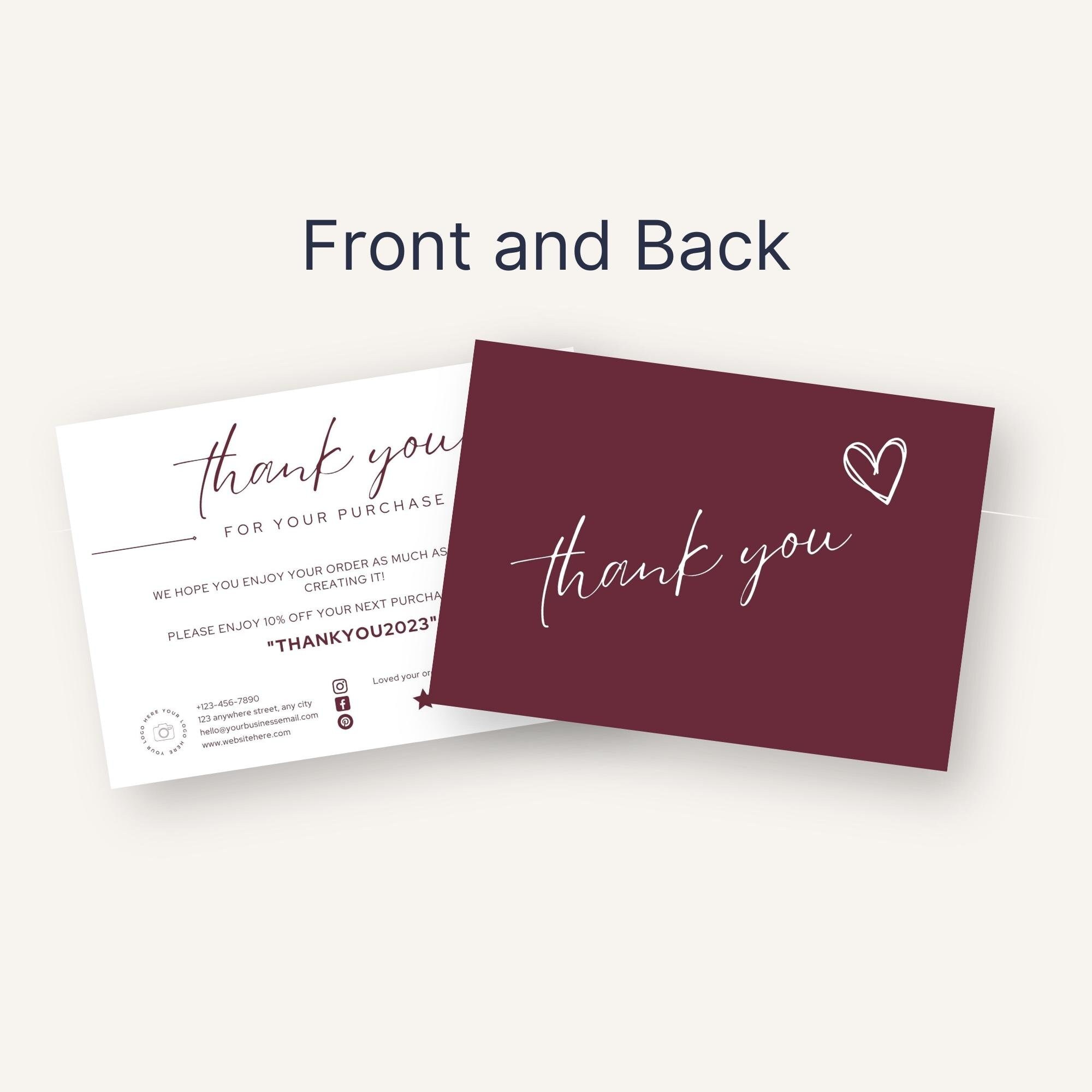 Thank You Card, DIY Marketing Cards Template Design, Thank You for ...