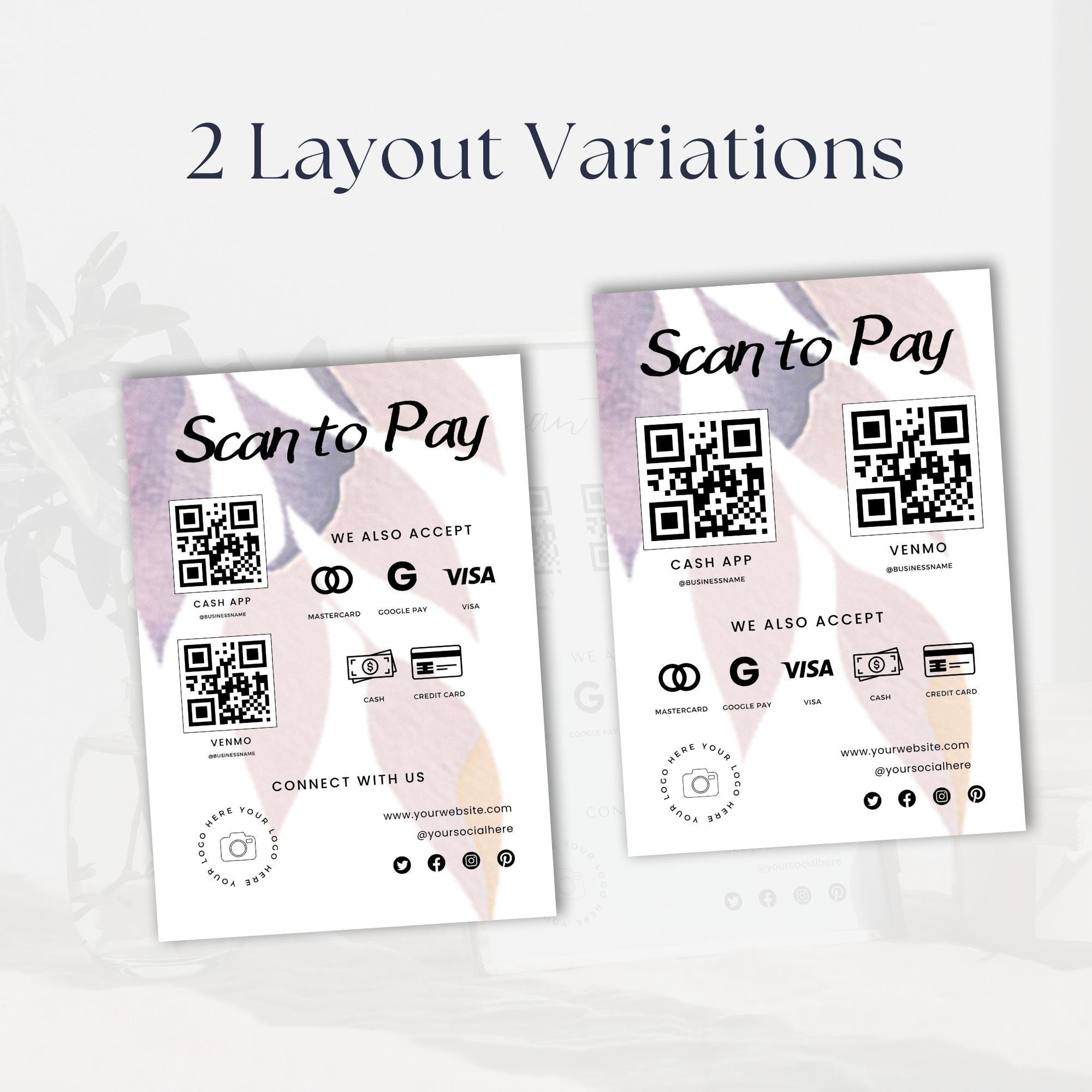 Scan to Pay Template Canva | Editable QR Code Table Sign | Printable ...