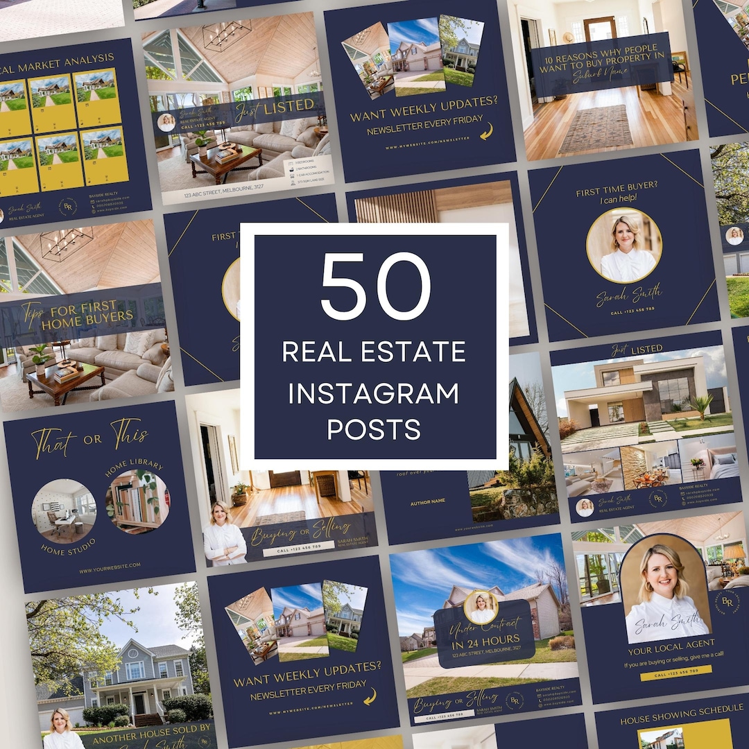 Real Estate Instagram Posts Modern | 50 Realtor April IG Posts | Canva ...