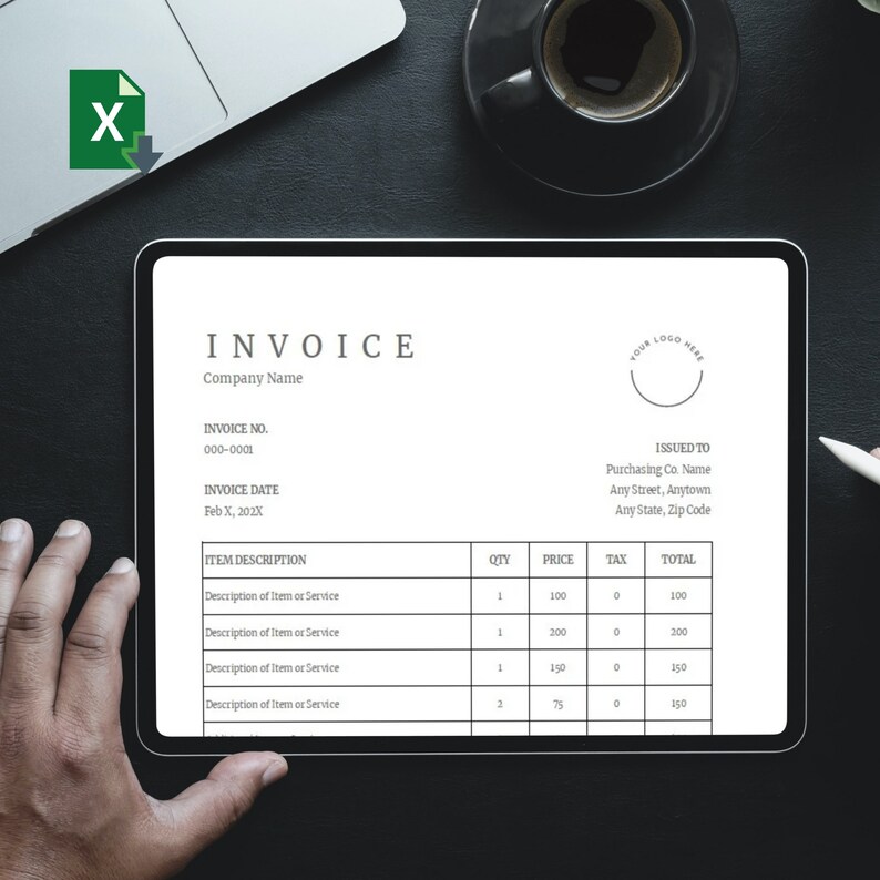 Small Business Finance Excel Template | Simple Invoice | Editable Sales ...