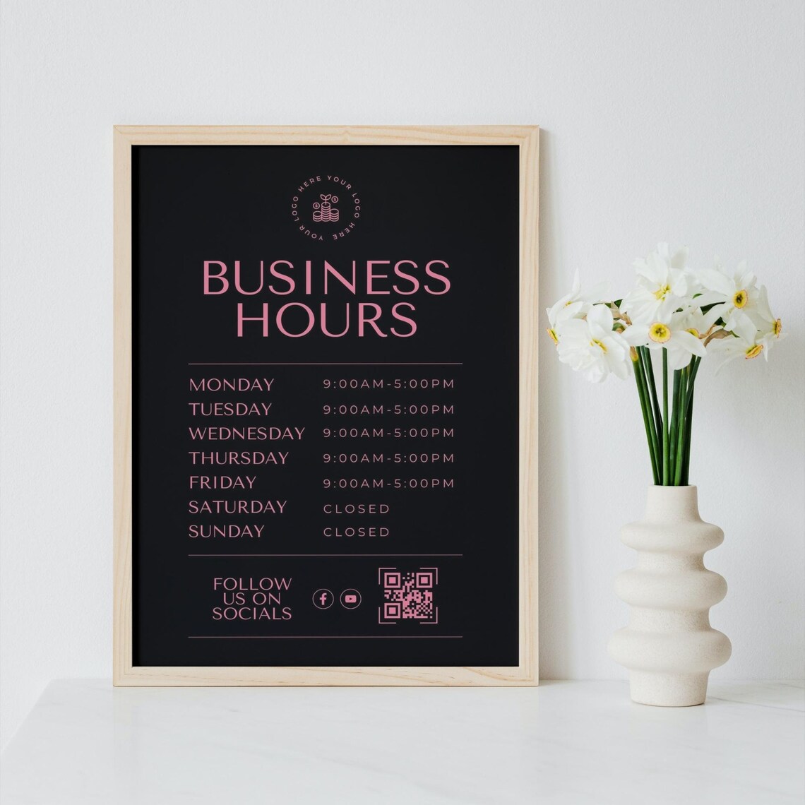 Opening Hours Sign Editable Printable Template | Store Times | Hours of ...