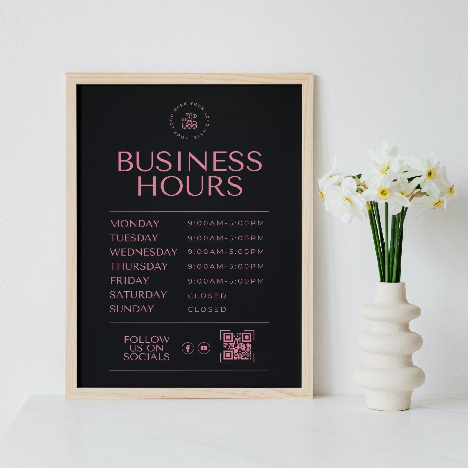 Opening Hours Sign Editable Printable Template | Store Times | Hours of ...