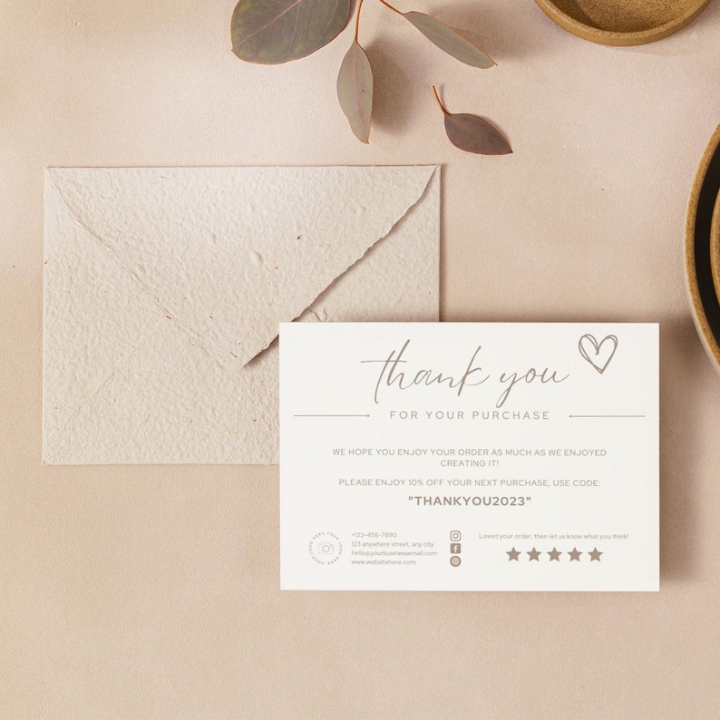 Small Business Thank You Card Template, Editable Thanks for Your ...