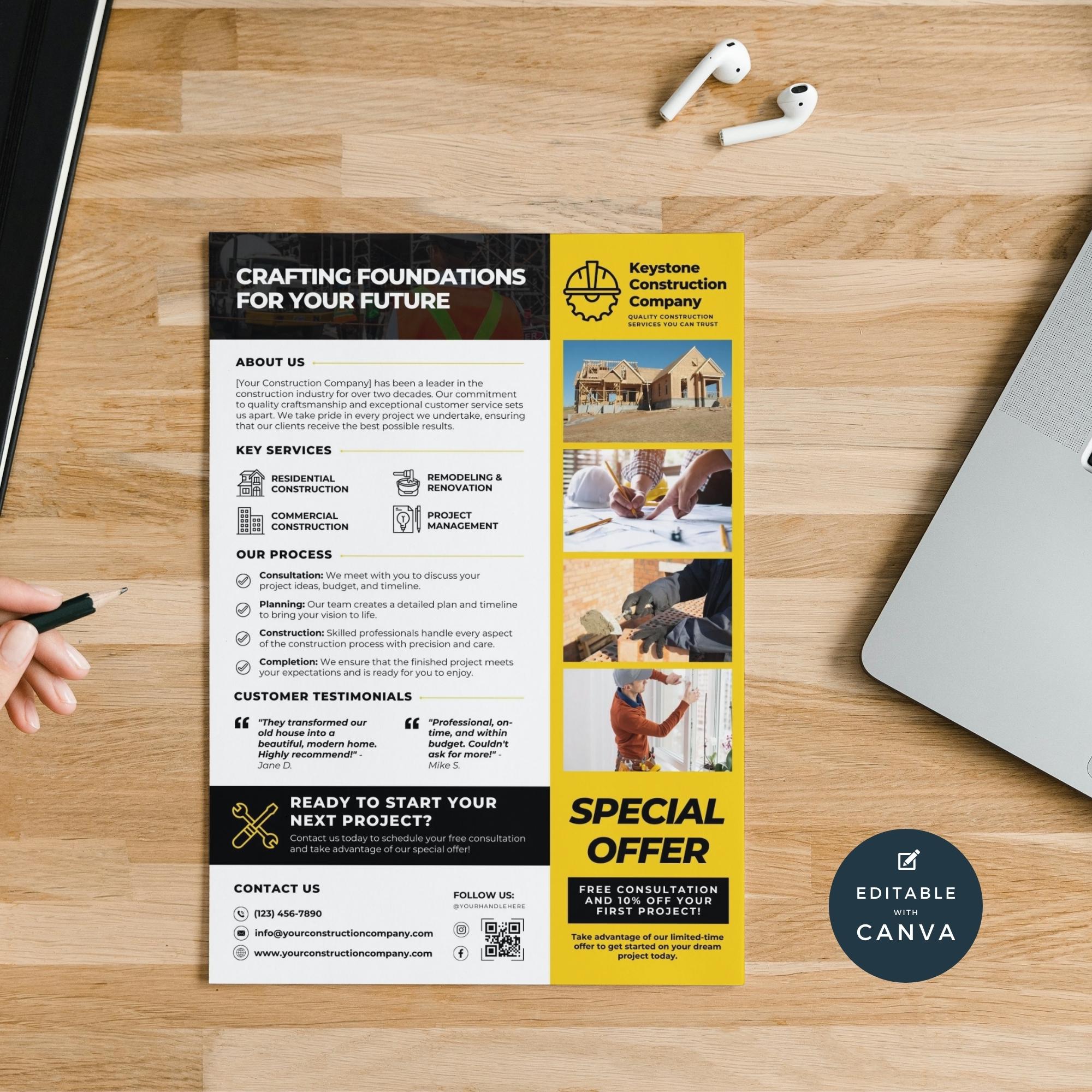 Contractor Flyer Home Office Renovation Construction Service Repairing ...