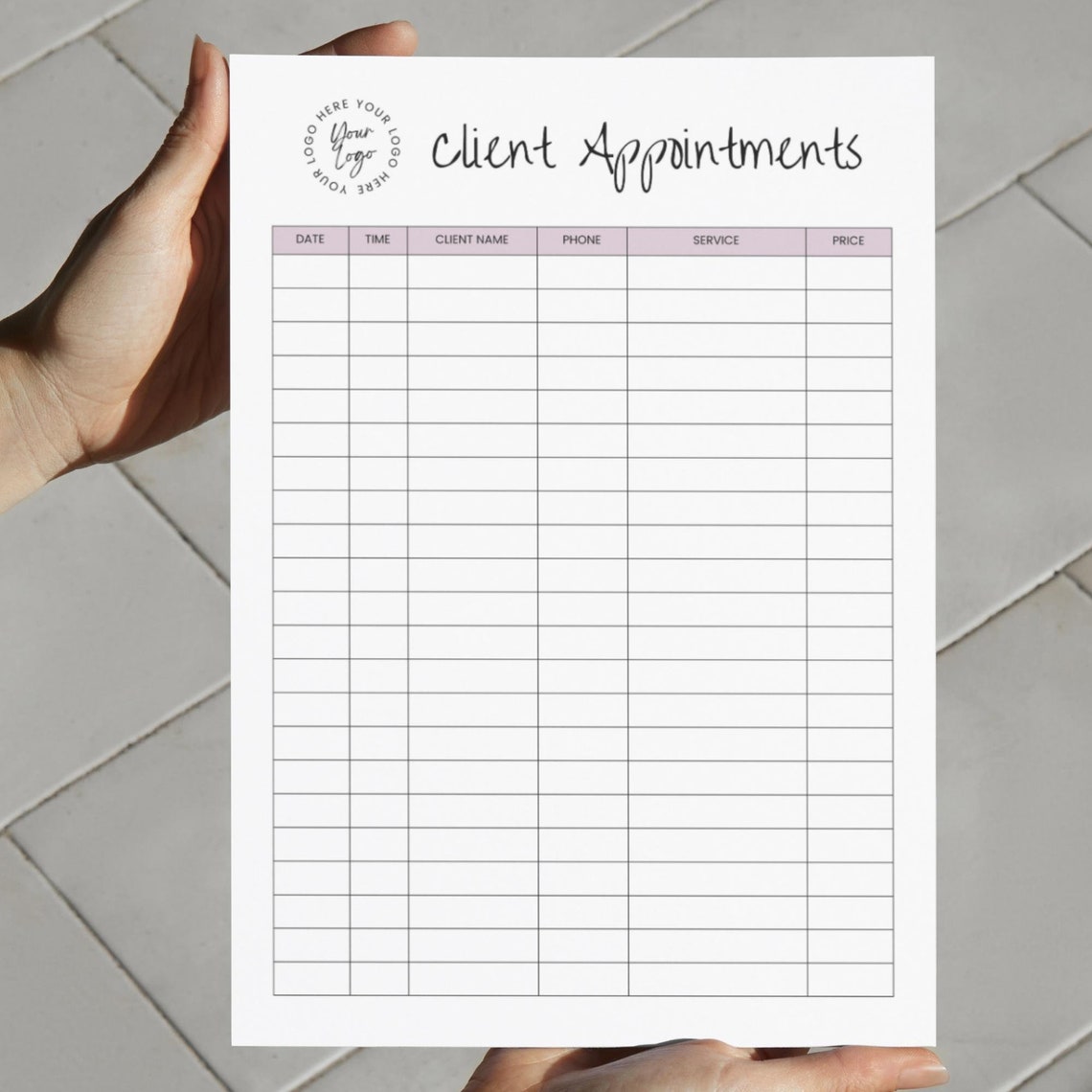 Salon Appointment Tracker | Client Service Record Sheet | Printable ...