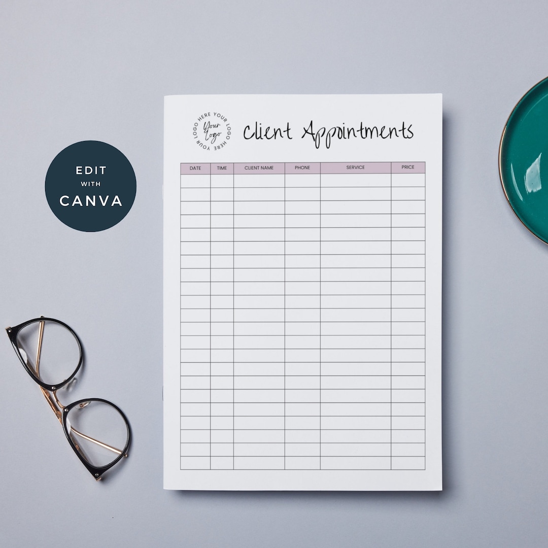 Salon Appointment Tracker | Client Service Record Sheet | Printable ...