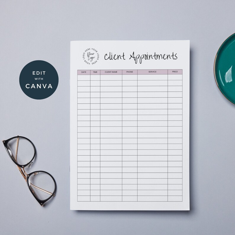 Salon Appointment Tracker | Client Service Record Sheet | Printable ...