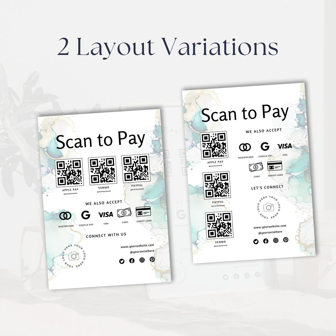 Scan to Pay Template Canva Editable QR Code Table Sign Printable Small ...