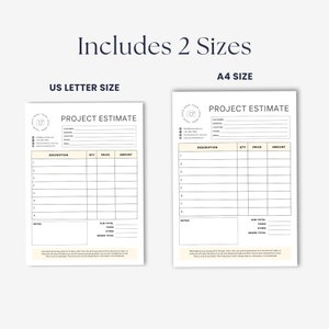 Printable Estimate Form | Business Job Estimate | Easy and Simple Work ...