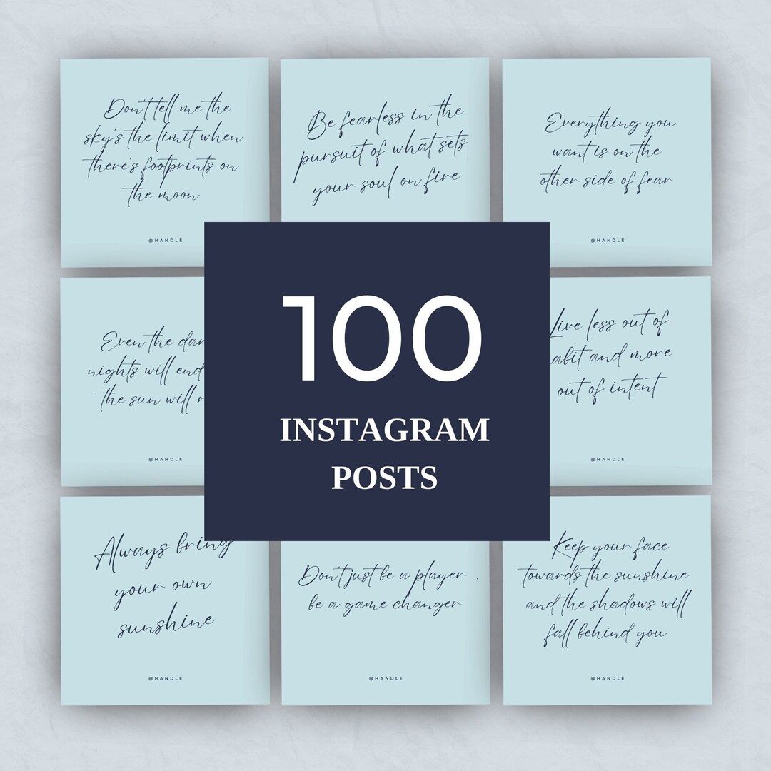 Instagram Inspirational Quotes Pack, INSTANT DOWNLOAD, 100 Editable ...