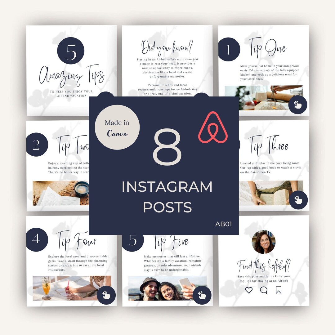 Airbnb Instagram Post Templates | INSTANT DOWNLOAD | 8 Top Tips ...