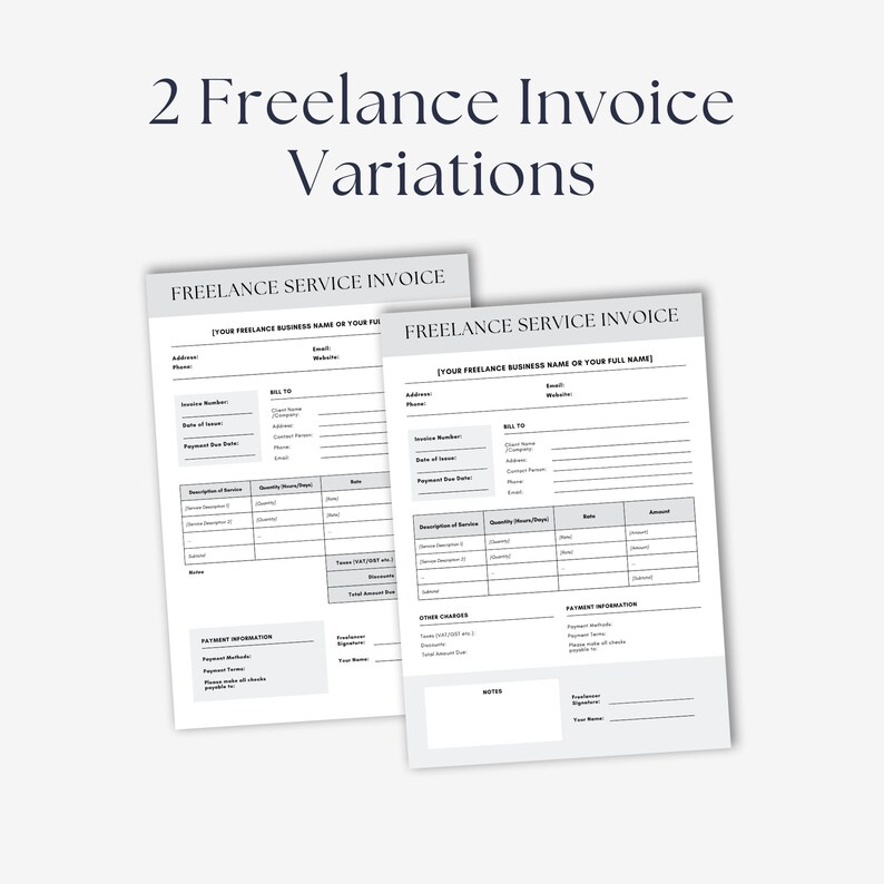 Editable Invoice Template, Professional Freelance Service Contract ...