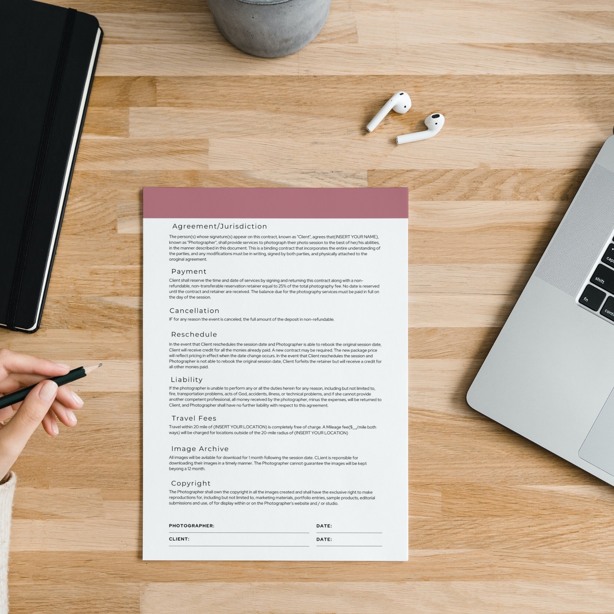 Photography Client Contract Template, Editable Client Agreement for ...