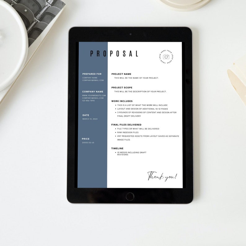 Navy Blue Minimal Proposal Template | Professional Simple Work Bid ...
