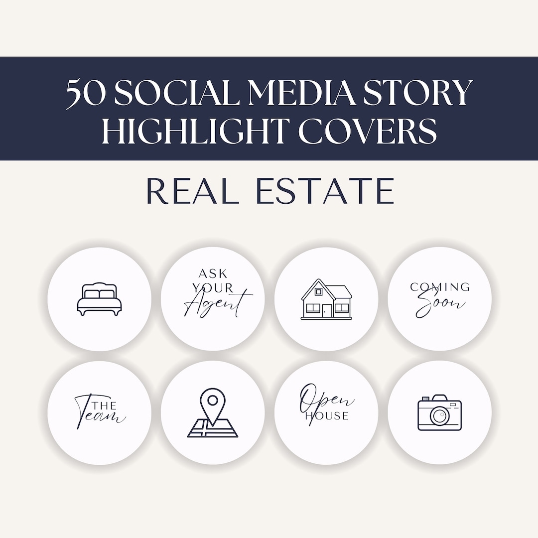 50 Realtor Instagram Highlight Covers, Social Media Icons, Realtor ...
