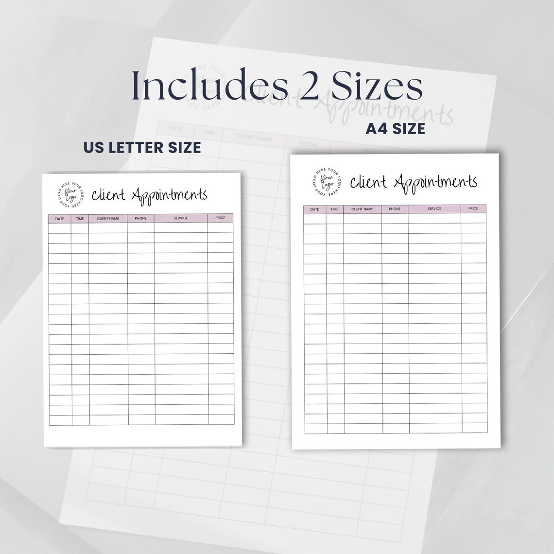 Salon Appointment Tracker | Client Service Record Sheet | Printable ...