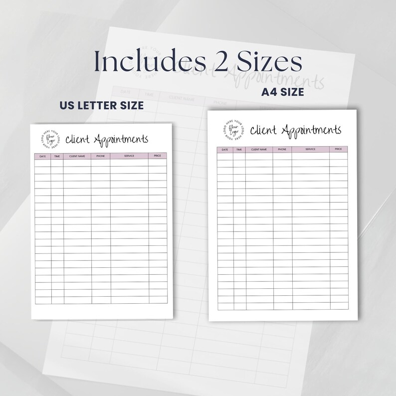 Salon Appointment Tracker | Client Service Record Sheet | Printable Customer Appointments | Nail ...