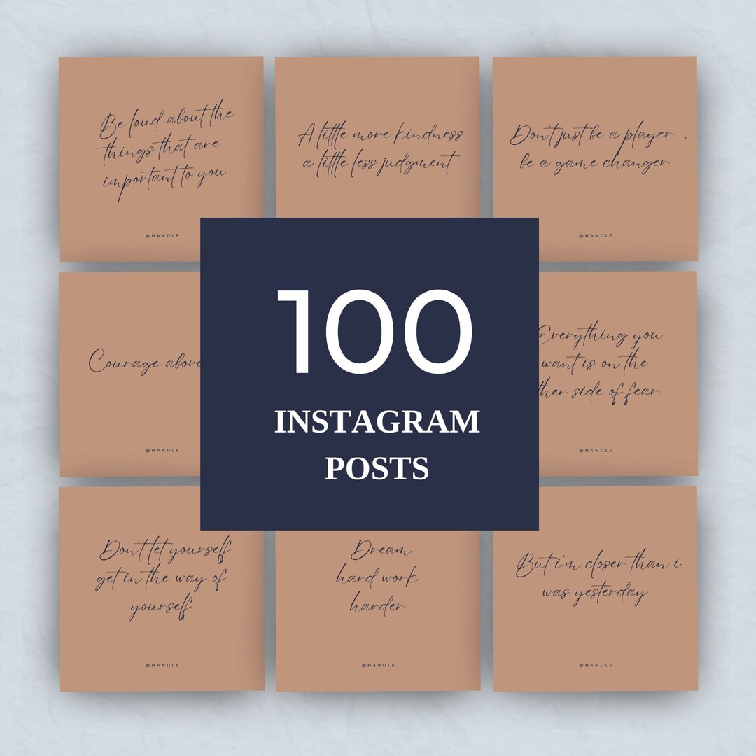 Instagram Inspirational Quotes Pack, INSTANT DOWNLOAD, 100 Editable ...
