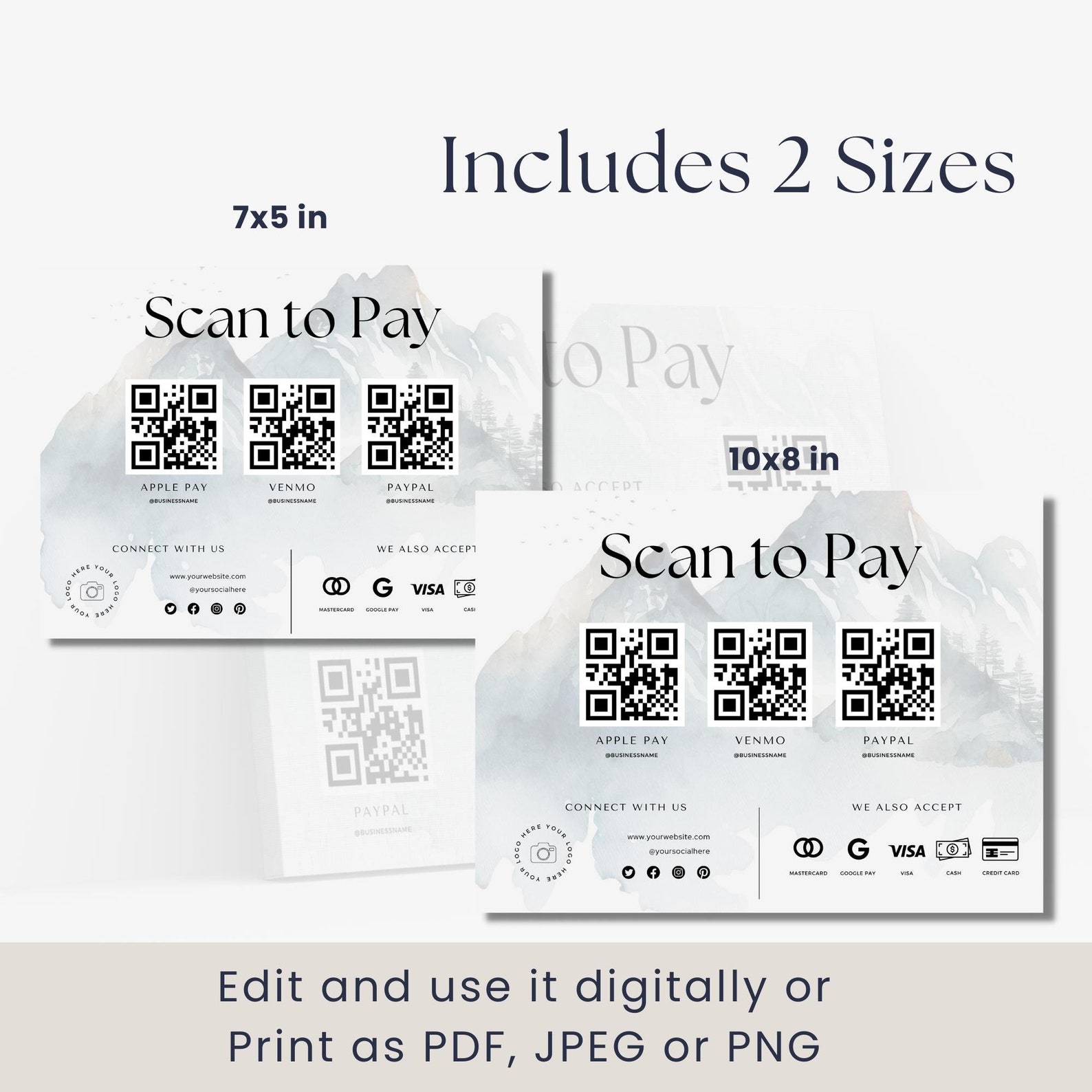 Scan to Pay Template Canva | Editable QR Code Table Sign | Printable ...