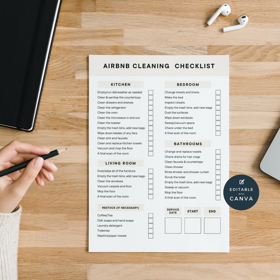 Vacation Rental Cleaning Checklist, Editable Housekeeping Planner ...