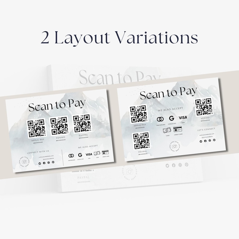 Scan to Pay Template Canva | Editable QR Code Table Sign | Printable ...