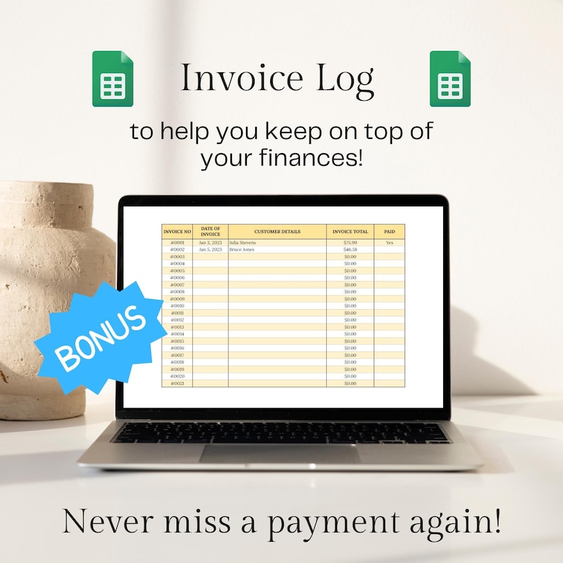 Simple Invoice Template Sheets | Editable Sales Document | Receipt ...