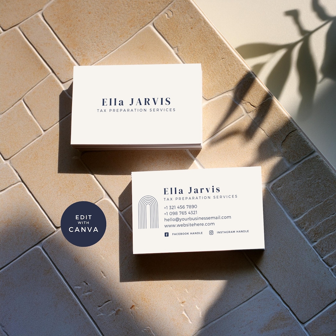 Tax Business Card Template, Tax Professional Business Cards, DIY Card ...