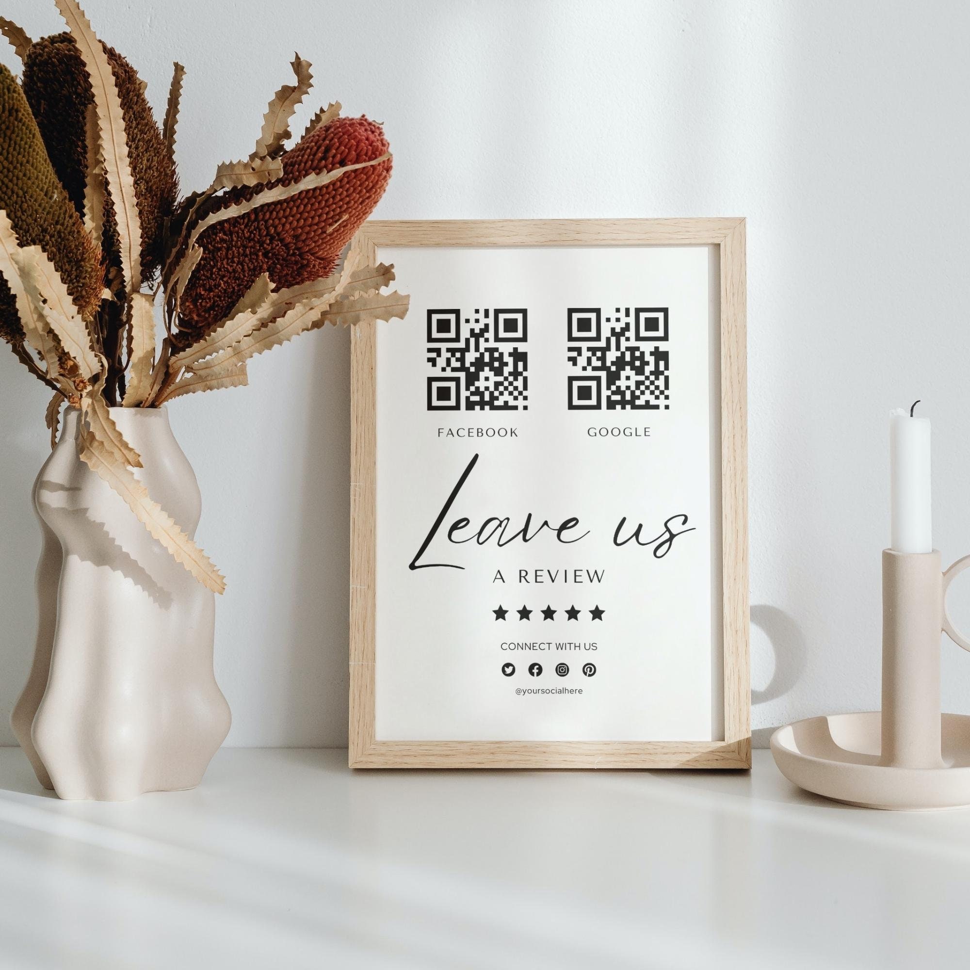 Personalized Business Leave a Review | QR Code Sign | Google Review ...