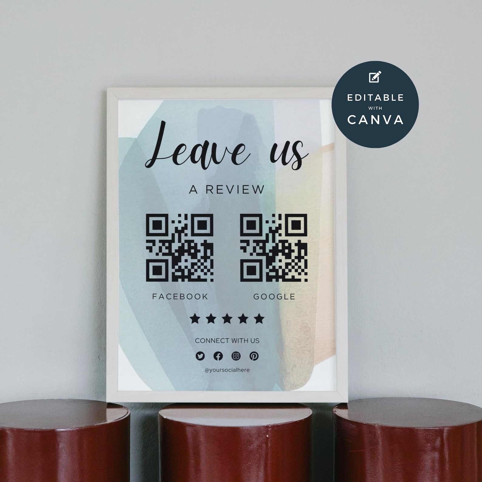 Ask for Review QR Code Sign Template, Google Sign, Facebook, Review Us ...