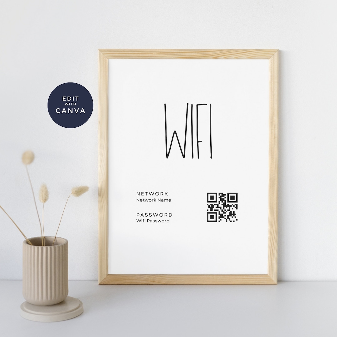 WIFI Password Sign Printable, Wifi Sign, WIFI QR Sign, Editable Wifi ...
