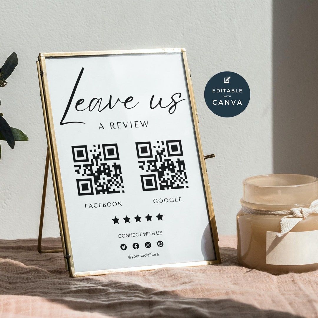 Personalized Business Leave a Review | QR Code Sign | Google Review ...