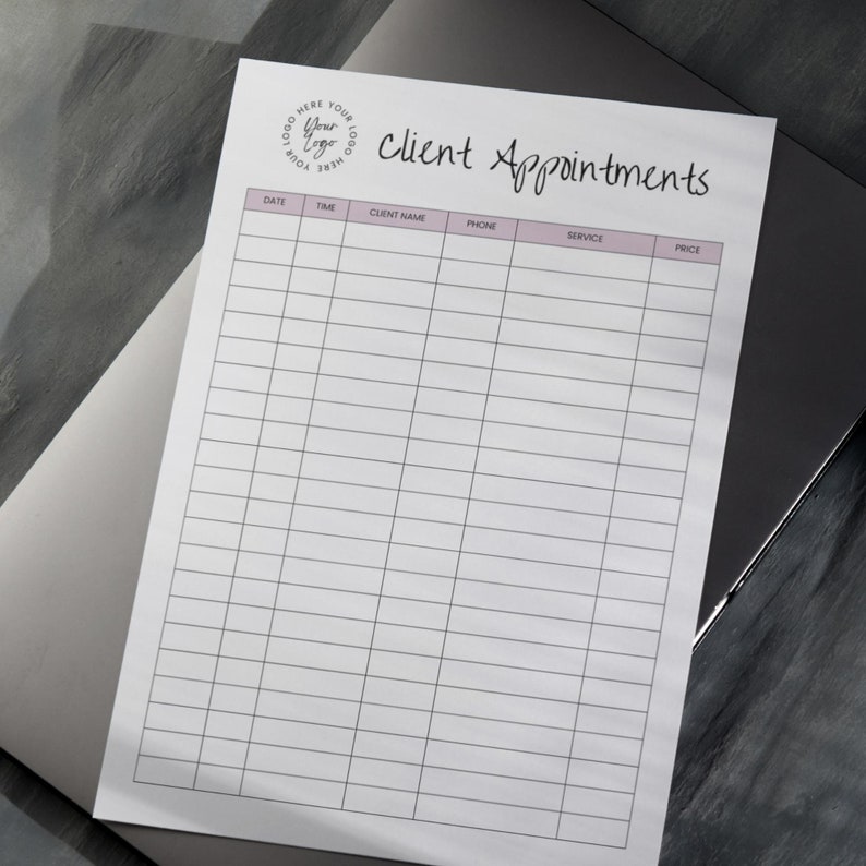 Salon Appointment Tracker | Client Service Record Sheet | Printable ...