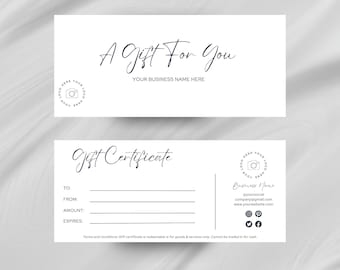 Small Business Gift Certificate Template, Editable Gift Certificate Template, Printable Gift ...