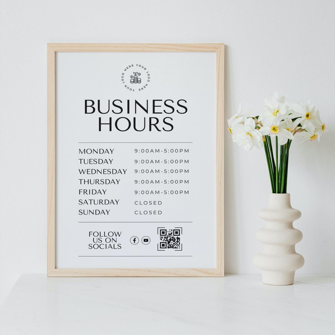 Opening Hours Sign Editable Printable Template | Store Times | Hours of ...