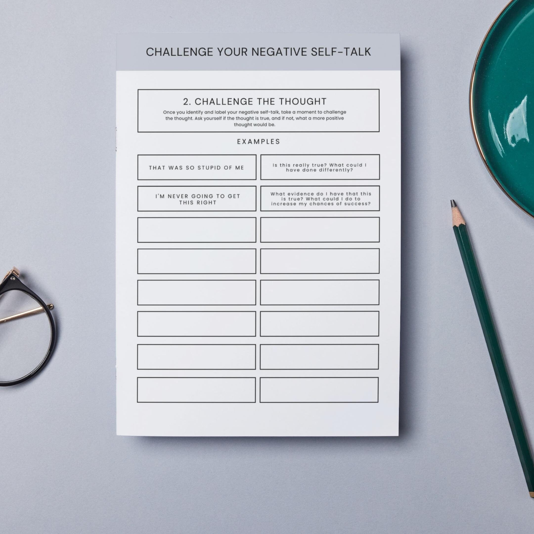 Challenge Your Negative Self-talk Worksheets, INSTANT DOWNLOAD ...