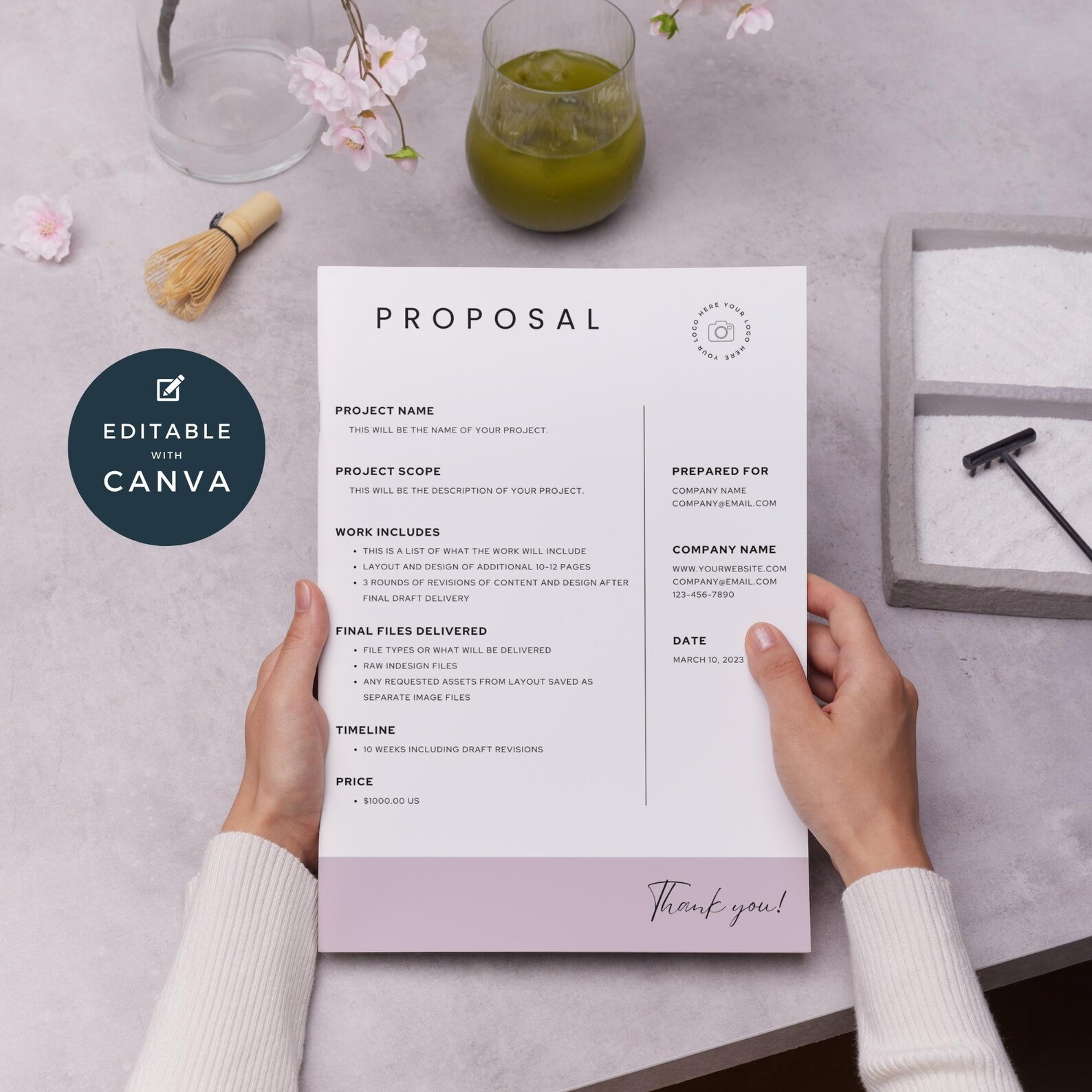 Pink Minimal Proposal Template, Professional Simple Work Bid, Client ...