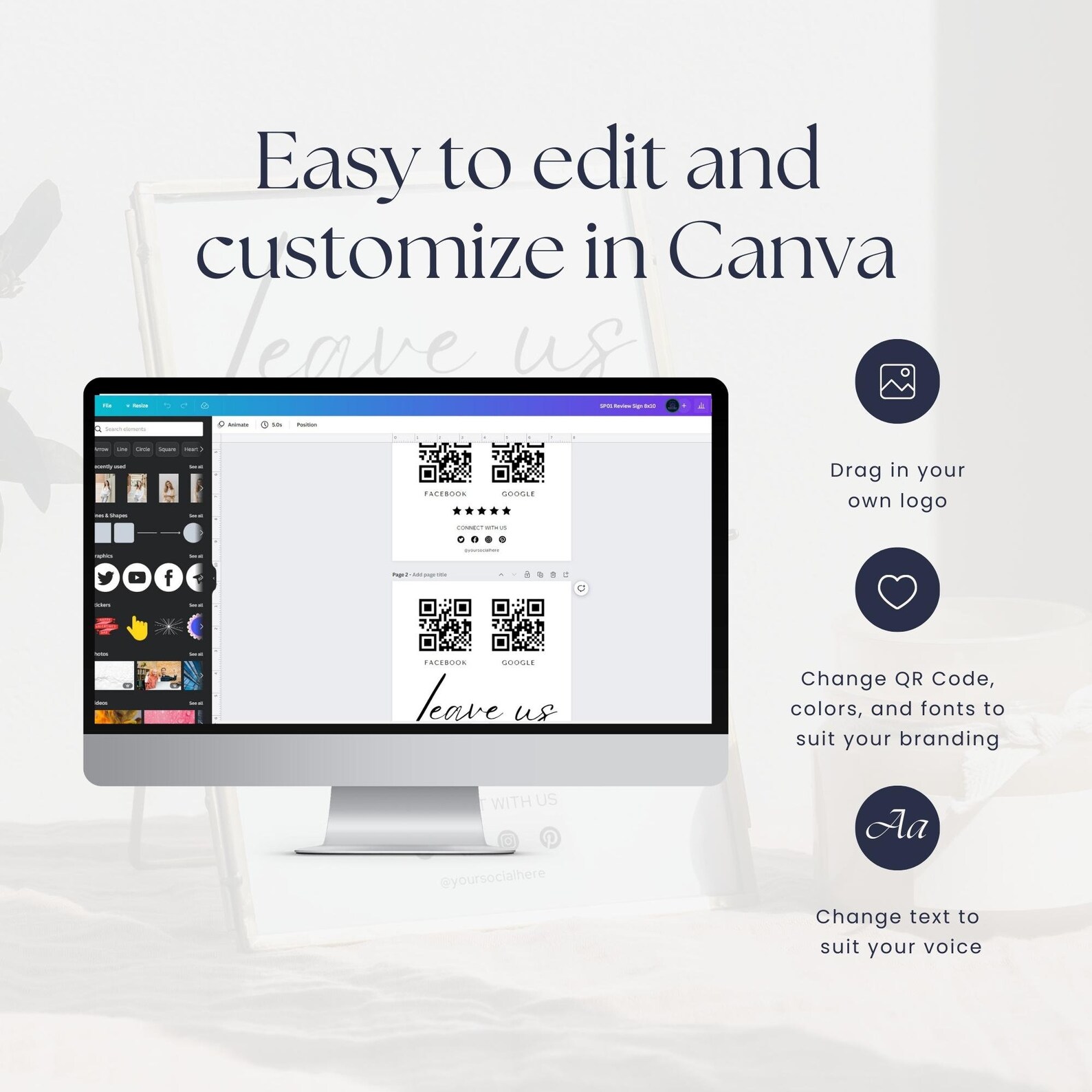 Ask for Review QR Code Sign Template, Google Sign, Facebook, Review Us ...
