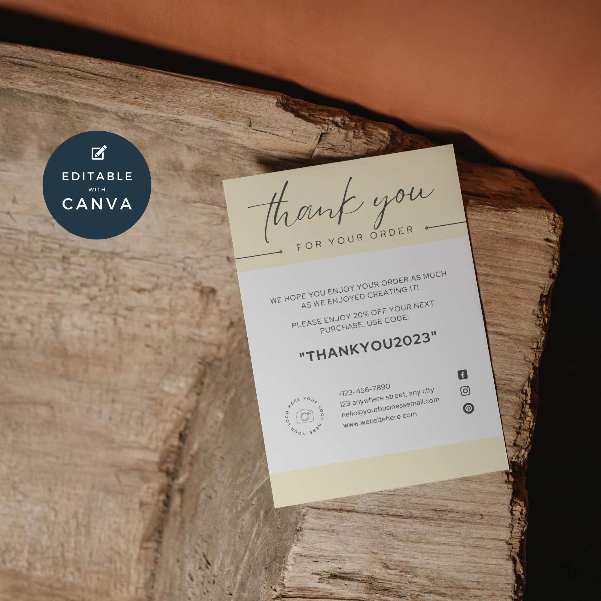 Neutral Small Business Thank You Card Template, Editable Thanks for ...