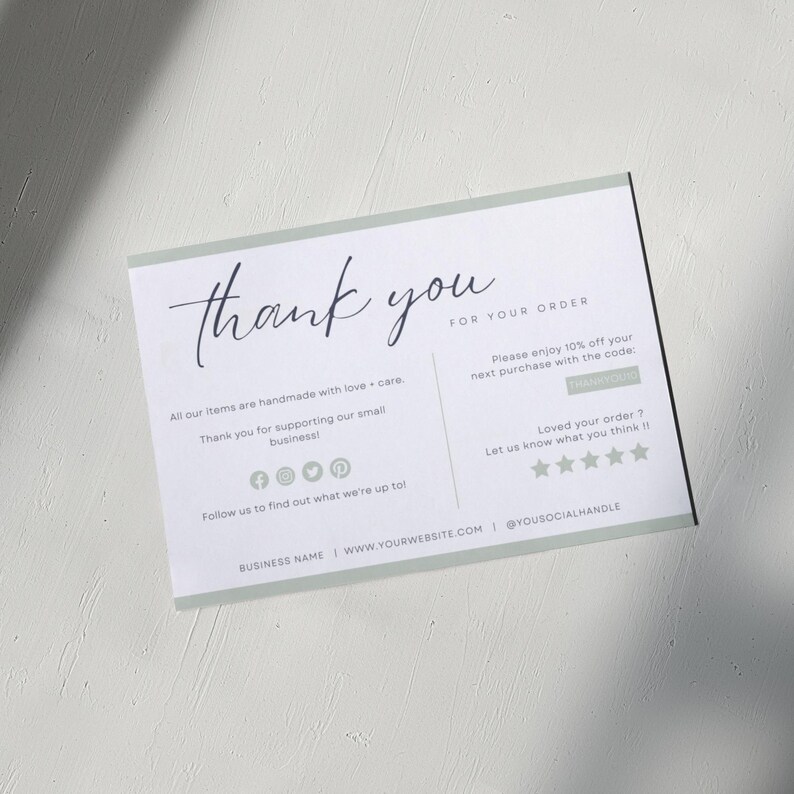 Small Business Thank You Card Template, Editable Thanks for Your ...