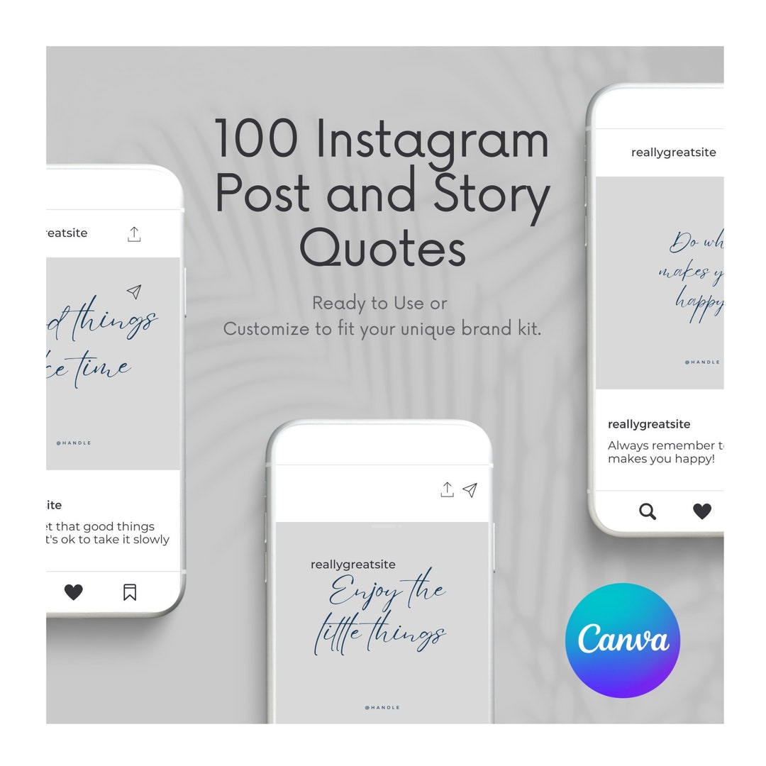 Instagram Inspirational Quote Pack, INSTANT DOWNLOAD, 100 Editable ...